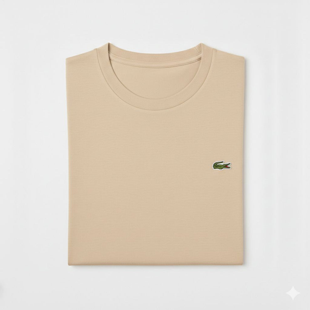 REMERA BASICA CLASICA - BEIGE - LOGO TRADICIONAL - LC – BETA STORE